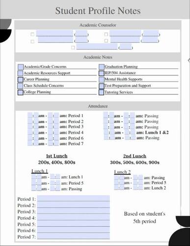 Student Background Assessment Notes (Fillable PDF Document) | TPT