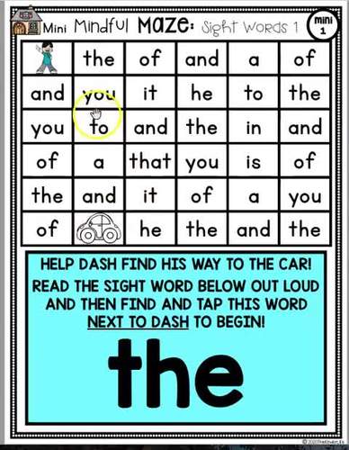 Interactive PDF First 50 Sight Words Mazes Distance Learning TpT