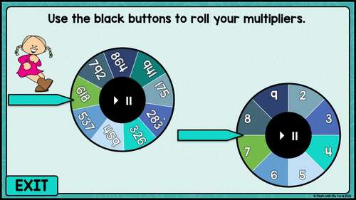Multi-Digit Multiplication Spinners for PowerPoint™ | 3-Digit by 1-Digit