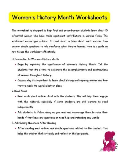 Women's History Month Reading Comprehension | Famous Women Biographies ...