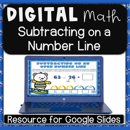 Two Digit Subtraction on an Open Number Line Winter Themed - Google Slides