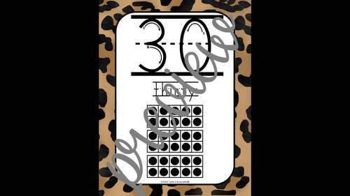Number Posters 0-30 with Ten Frames Zoo Animal Leopard Print Classroom ...