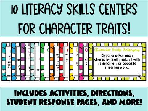 Character Traits Reading Centers | Literacy Activities Games | TPT