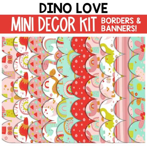 Dinosaur Valentines Mini Decor Kit / February Bulletin Board Decor