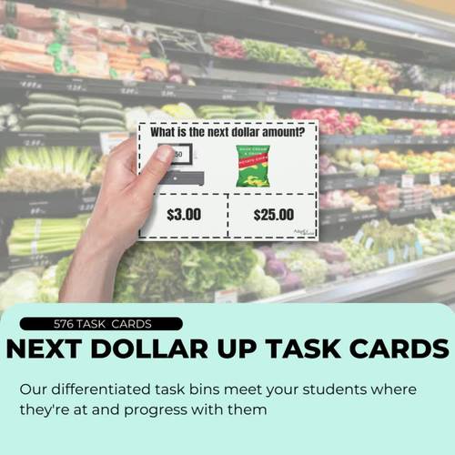 Dollar Up Task Cards: Grocery Store by AdaptEd 4 Special Ed | TPT