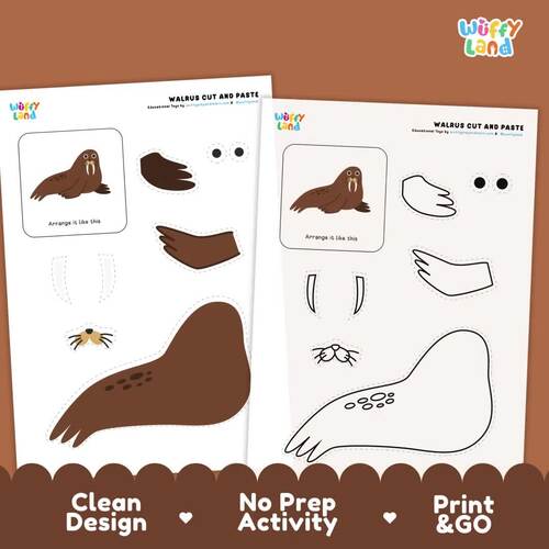 Walrus Cut and Paste Craft | Arctic Animal Craft | Winter Fine Motor ...