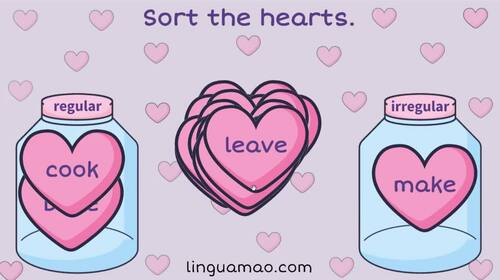 Regular and Irregular verbs. Interactive genially quiz. St Valentine's day