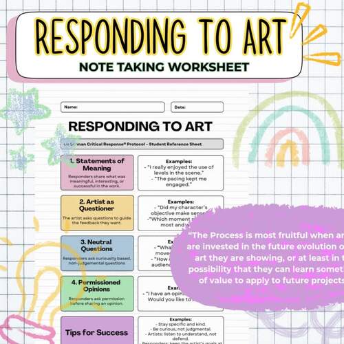 Peer Feedback Worksheet | Art Reflection Critique Art Criticism by D Ro ...