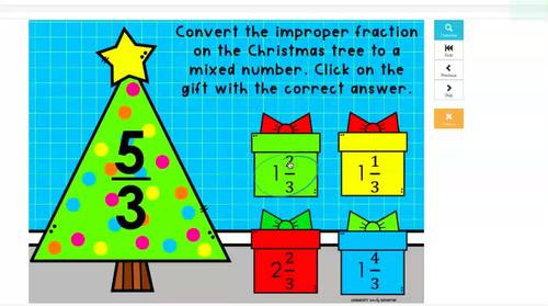 BOOM Cards™ | Christmas Converting Improper Fractions to Mixed Numbers