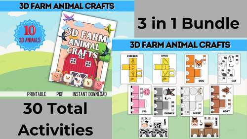 Printable Farm Animal / Insect / Zoo Animal Craft Bundle, Early Learner ...