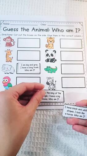 Animal Matching (Wild,Pet,Zoo animal)– Cut and Paste Sorting Activity ...
