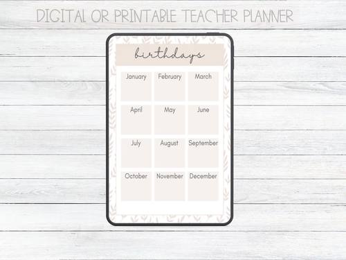 Digital Teacher Planner | Printable Pink Floral Teacher Planner | TPT