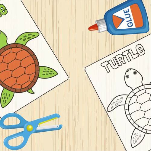 Turtle Craft Template-Ocean Animals Bulletin Board Craft-Summer Animal ...