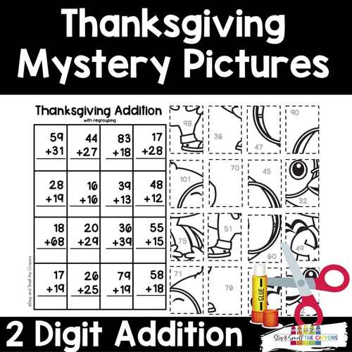 Thanksgiving Math Activities Mystery Pictures by Stop and Smell the Crayons
