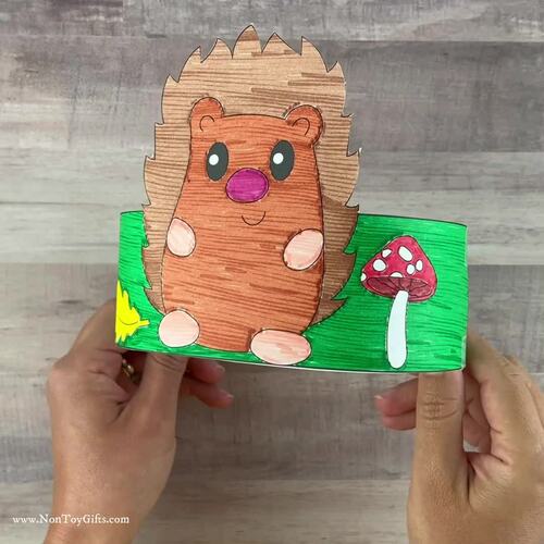 Hedgehog Headband - Fall Paper Hat - Animal Crown - Autumn Coloring ...