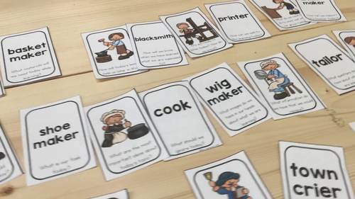 Colonial American Jobs Partner Pair Cards by Amy Labrasciano | TpT