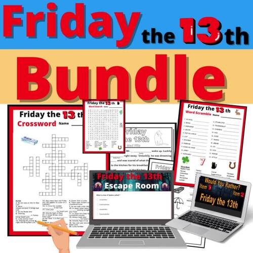 Friday the 13th Bundle Word Puzzles Writing Prompts No Prep Fun Day