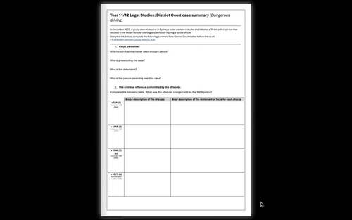 Yr.11/12 Legal Studies: District Court case -Dangerous driving HARD ...