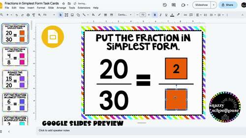 Fractions Task Cards | Simplifying Fractions Task Cards | Print or Digital