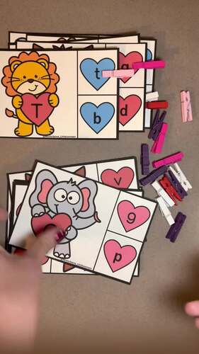 Valentine Letter Matching Clip Task Cards by Mrs Jackson's Little Learners
