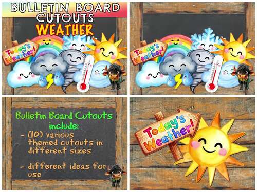 Weather Bulletin Board Cutouts PreK-First Classroom Decor Weather Theme