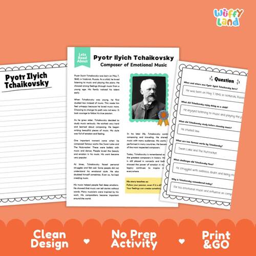 Pyotr Ilyich Tchaikovsky Biography Reading Comprehension | Classical Music