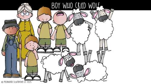 Boy who cried wolf clip art, literature, book companion COMBO PACK