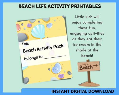 Kids Printable Beach Activity Pack, Beach Party Printables, Fun ...