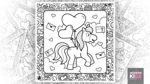 Valentine's Day Unicorns Coloring Activities Sheets - Big Pages | TPT