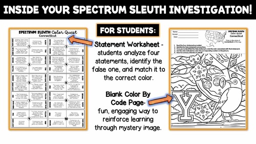 Spectrum Sleuth: Connecticut Color by Code | State Symbols, Geography ...