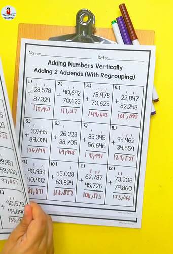 5-Digit Addition Worksheet by The Joy in Teaching | TpT