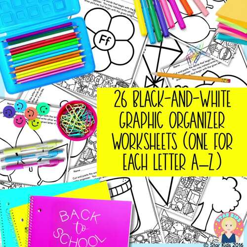 ABC Graphic Organizers - Cut and Paste for K-1 by Star Kids | TPT
