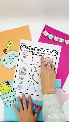 Rhyming Worksheets Kindergarten 1st Grade by Crayon Lane Teach | TPT