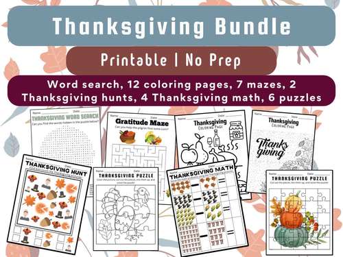 Thanksgiving Activity Bundle | No Prep Printable by Kath's Classroom
