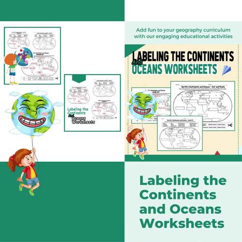 Labeling the Continents and Oceans Worksheets by Mind Bridge Store