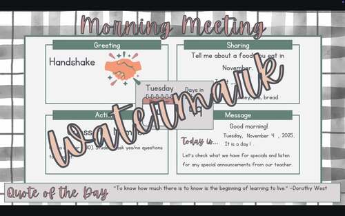 November Morning Meeting Slides | Responsive Classroom | Editable ...