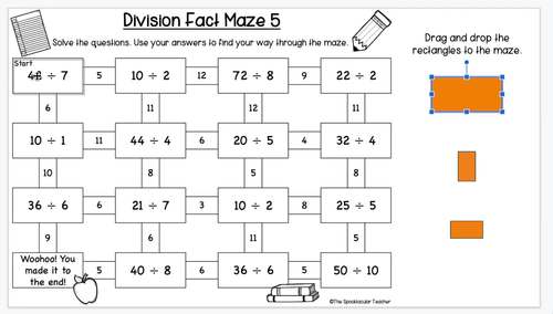 Multiplication and Division Fact Mazes Print and Digital | TpT