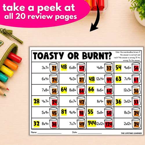 Camping Multiplication Worksheets End of Year Packet Multiplication ...