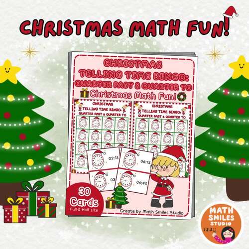 Christmas Telling Time: Quarter Past & Quarter To Bingo | Santa Clock ...