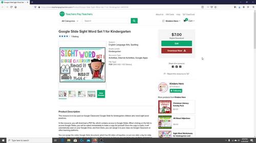 Kindergarten Sight Word Bundle for Google Slides Distance Learning