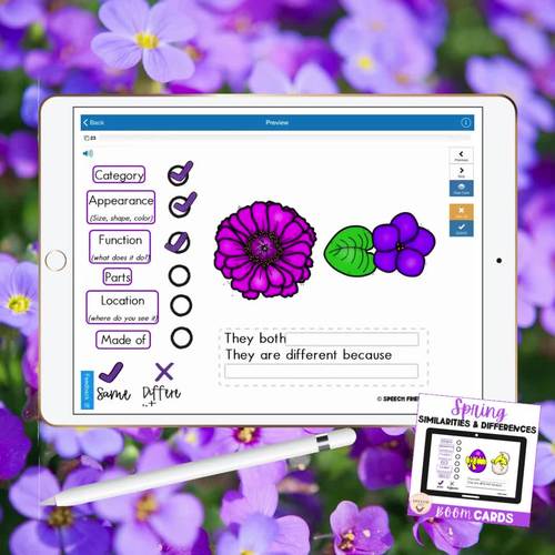 Spring Similarities & Differences Boom Cards by Speech Friend | TPT