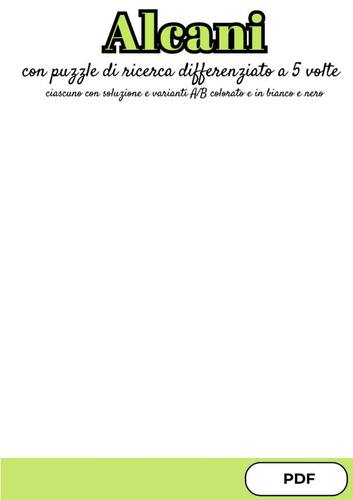 Italian: Organic Chemistry | Alkanes Word Search Alcani by Lernfitness