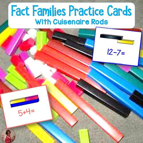 Cuisenaire Rod Hands-On Fact Families Practice Cards for Building Fact ...