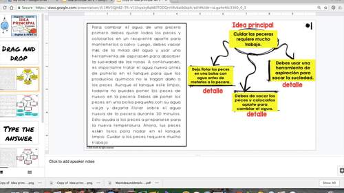 Main Idea in Spanish - Idea principal y detalles de apoyo - Readings in ...