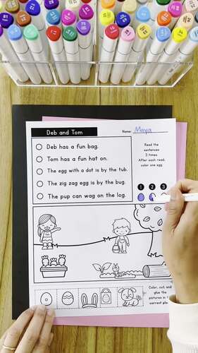 Read and Match CVC Sentences Easter Decodable Read & Build the Scene ...