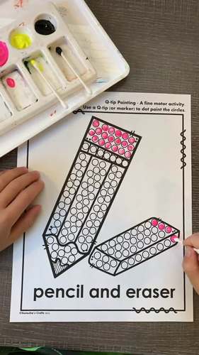 Q tip Painting Back to School Craft Fine Motor Activity Kindergarten ...