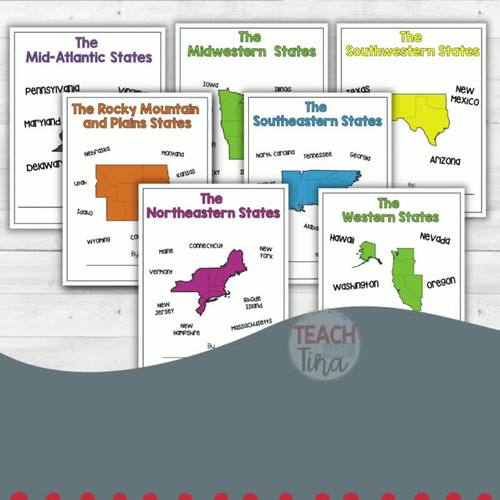 US States and Capitals Unit - 50 States & Capitals - Regions of the US