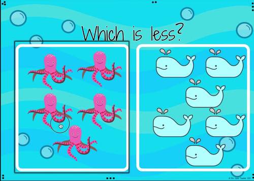 More or Less Ocean Boom Cards™ by Mrs Sped Teacher | TPT