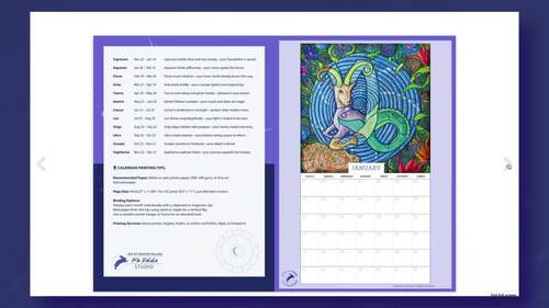 Printable Zodiac Calendar PDF | Undated Year-Round Planner with Ancient ...