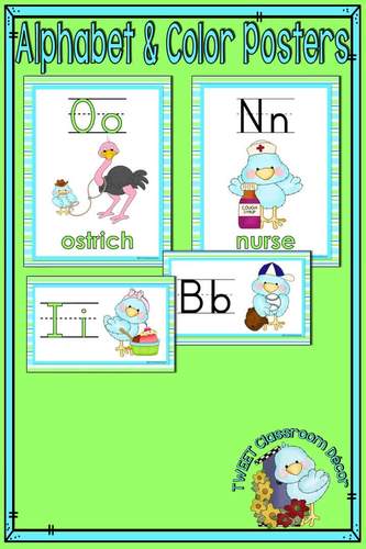 ALPHABET + COLOR POSTERS TWEET Bird Theme Classroom Decor Alphabet Posters